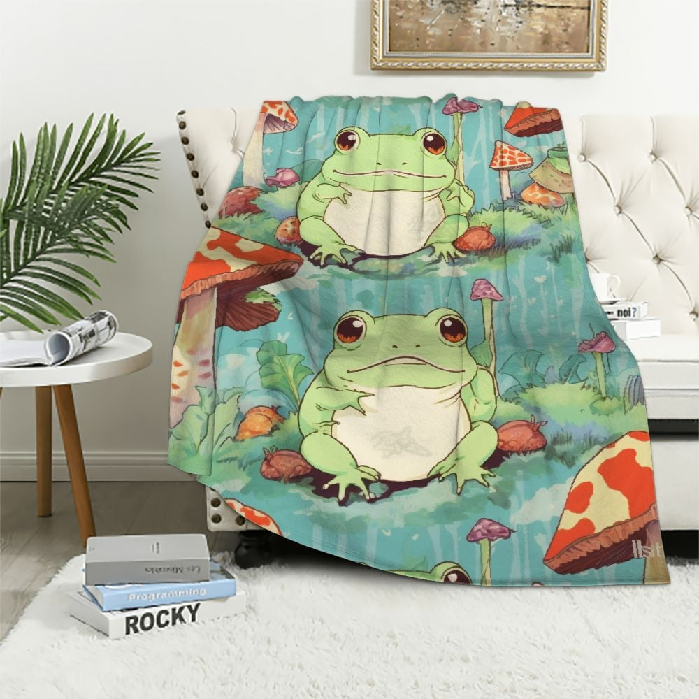 ONETECH Frog Blanket for Adults Women Girls, Cute Green Frog Throw ...