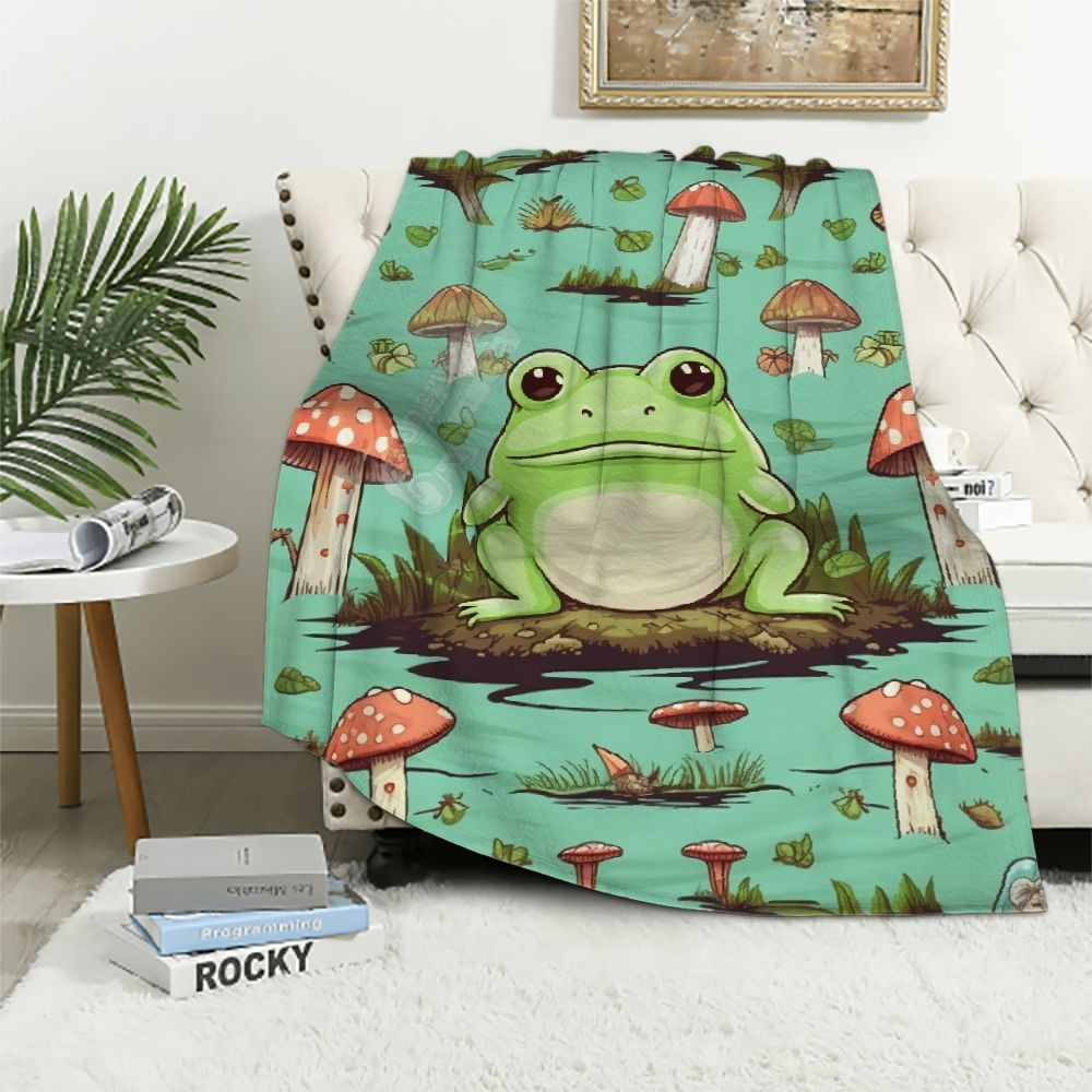ONETECH Frog Blanket for Adults Women Girls, Cute Green Frog Throw ...