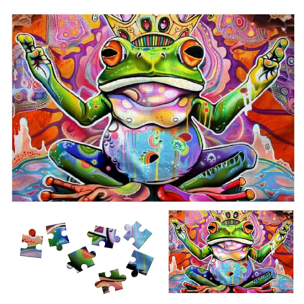 ONETECH Frog Lotus Position Crown Wooden Puzzle for Adults and Kids ...