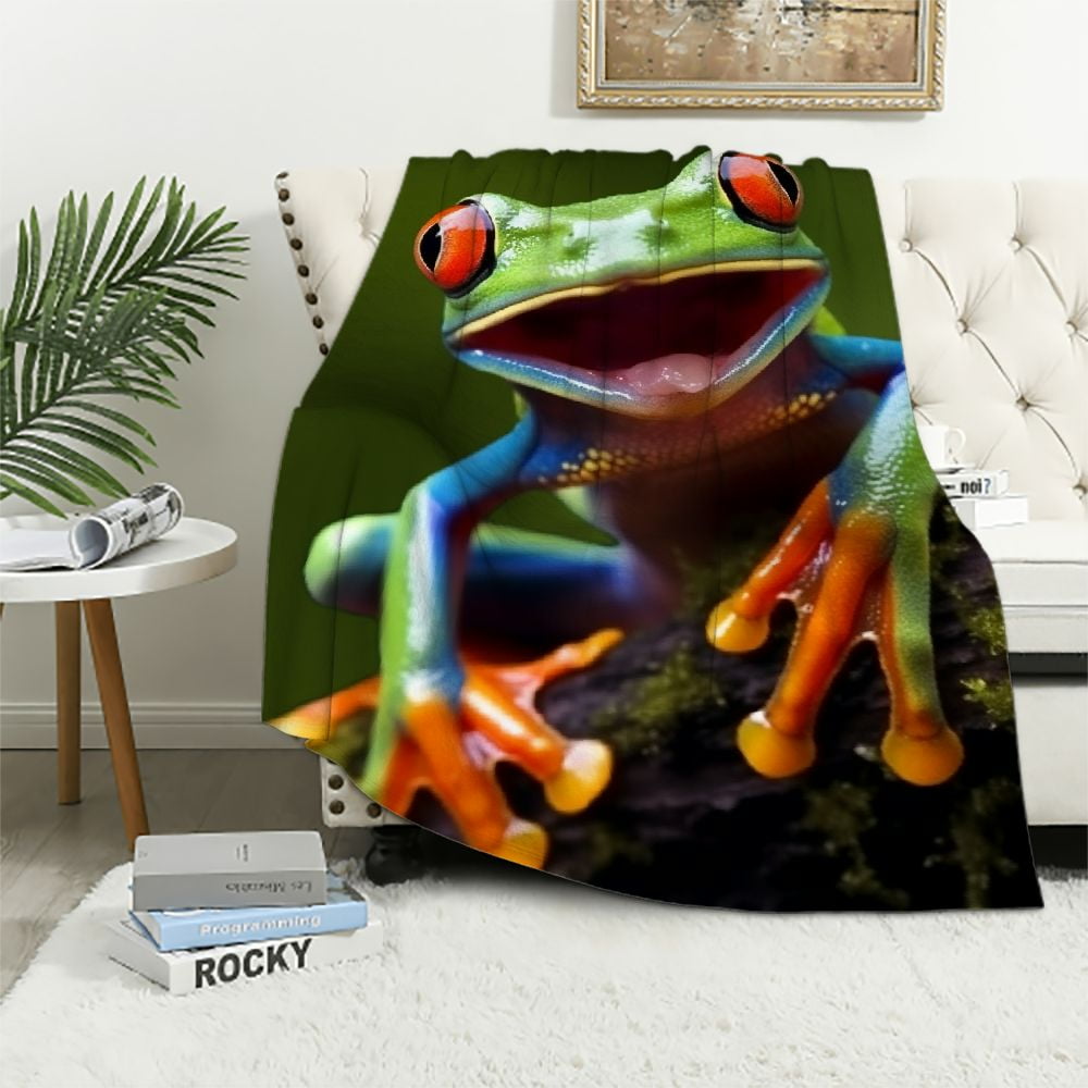 ONETECH Frog Throw Blanket Tropical Amphibian Sherpa Blanket for Kids ...