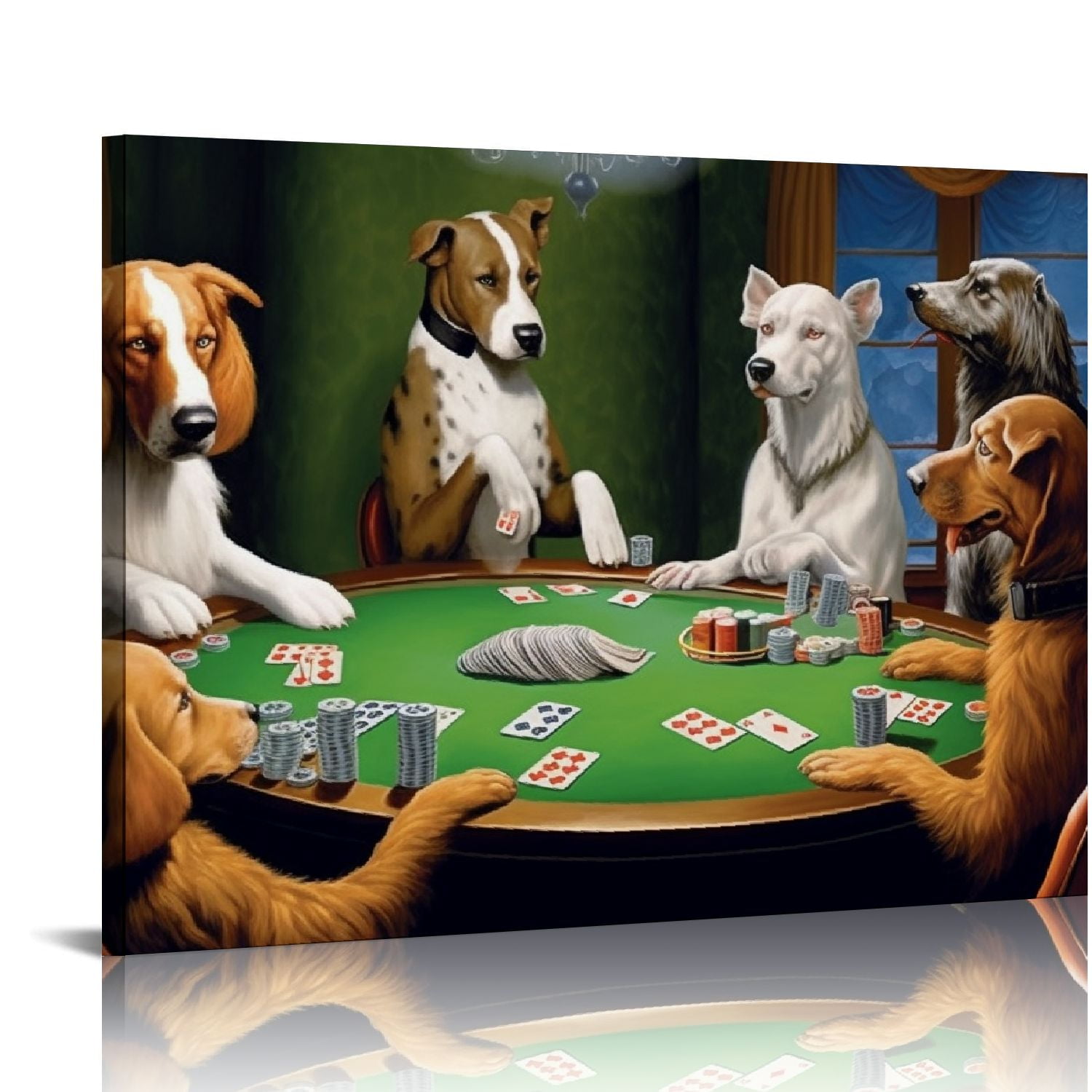 ONETECH Funny Dog Poster Print, Dogs Playing Poker Canvas Wall Art ...