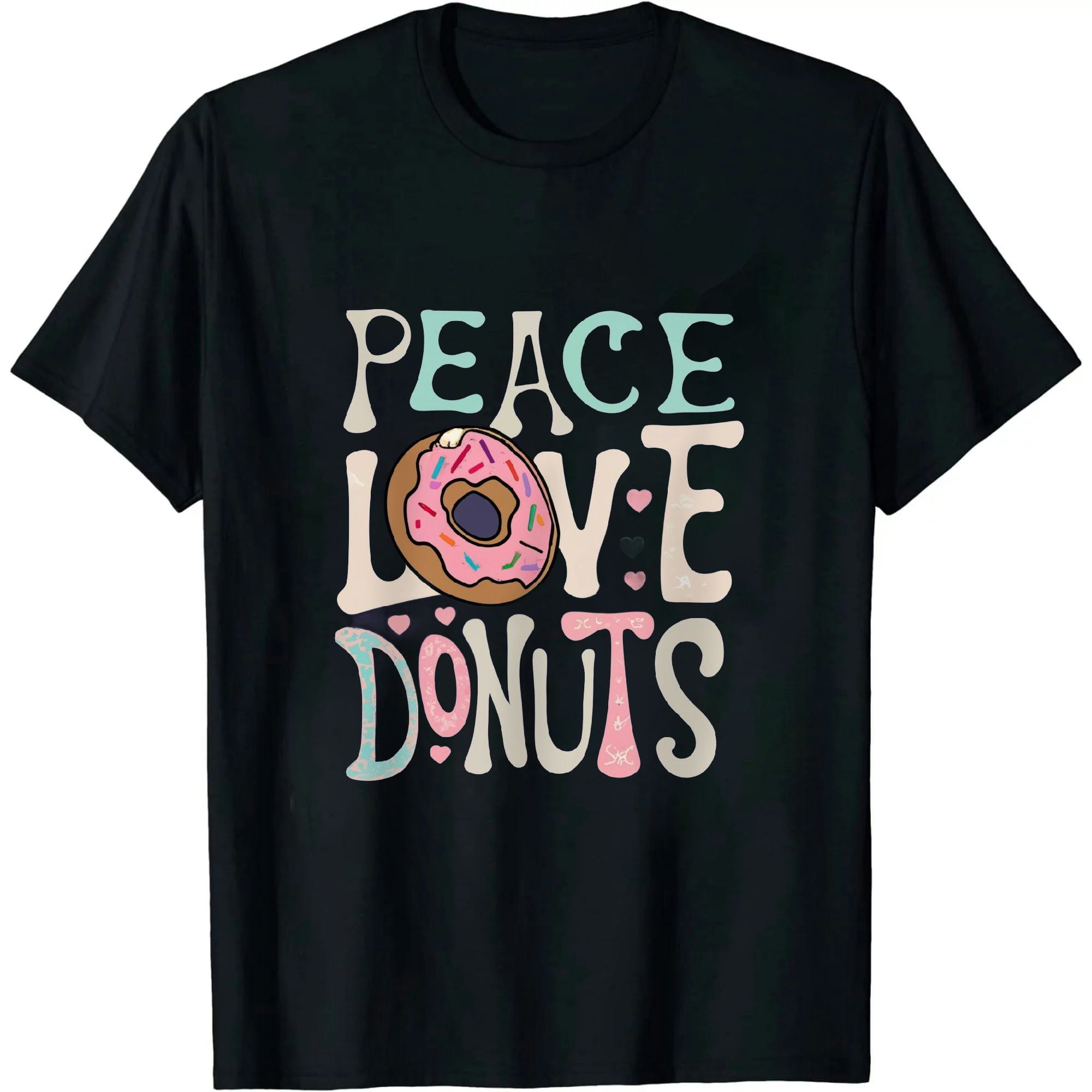 ONETECH Funny Doughnut Donut Lover - Peace Love Donuts Themed T-Shirt ...
