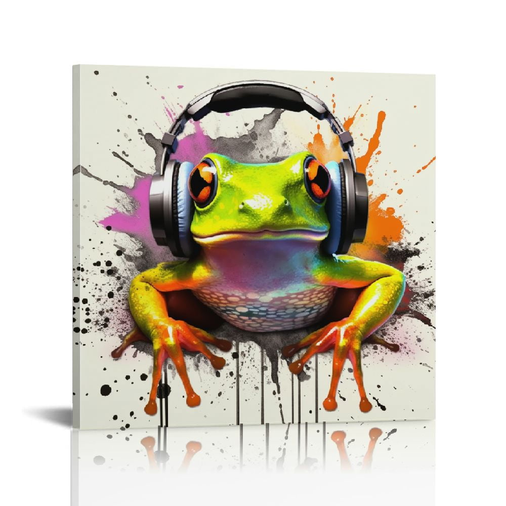 ONETECH Funny Frog Canvas Wall Art Abstract Graffiti Art Posters Banksy ...