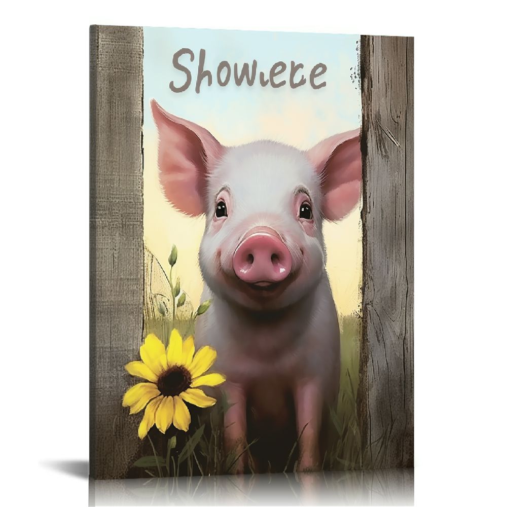 ONETECH Funny Pig Bathroom Wall Art Farmhouse Pig Bathroom Pictures ...