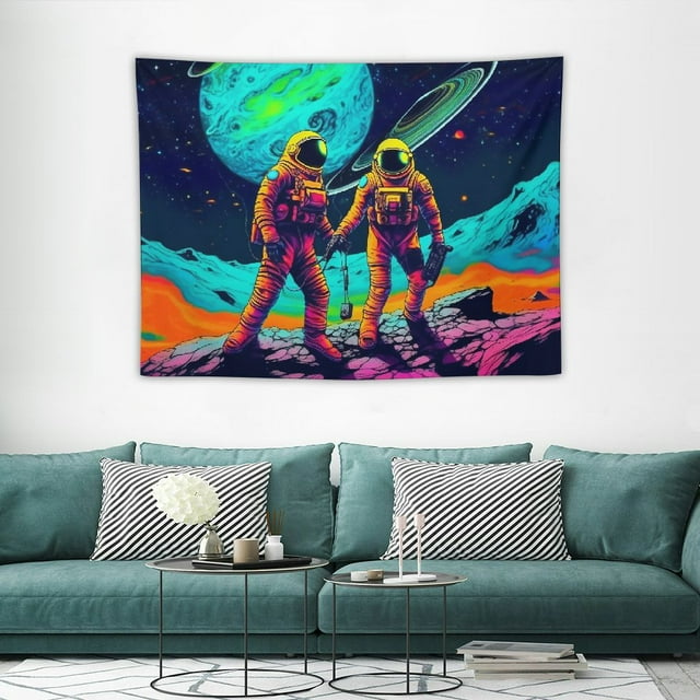 ONETECH Funny Space Astronaut Alien Tapestry UV Reactive Poster, Trippy ...