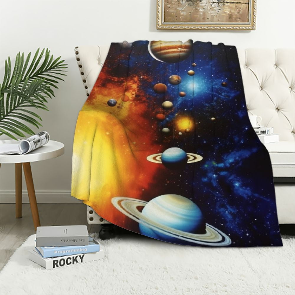 ONETECH Galaxy Blanket Planet Nebula Throwing Blanket Universe Small Outer Space Comfortable ...