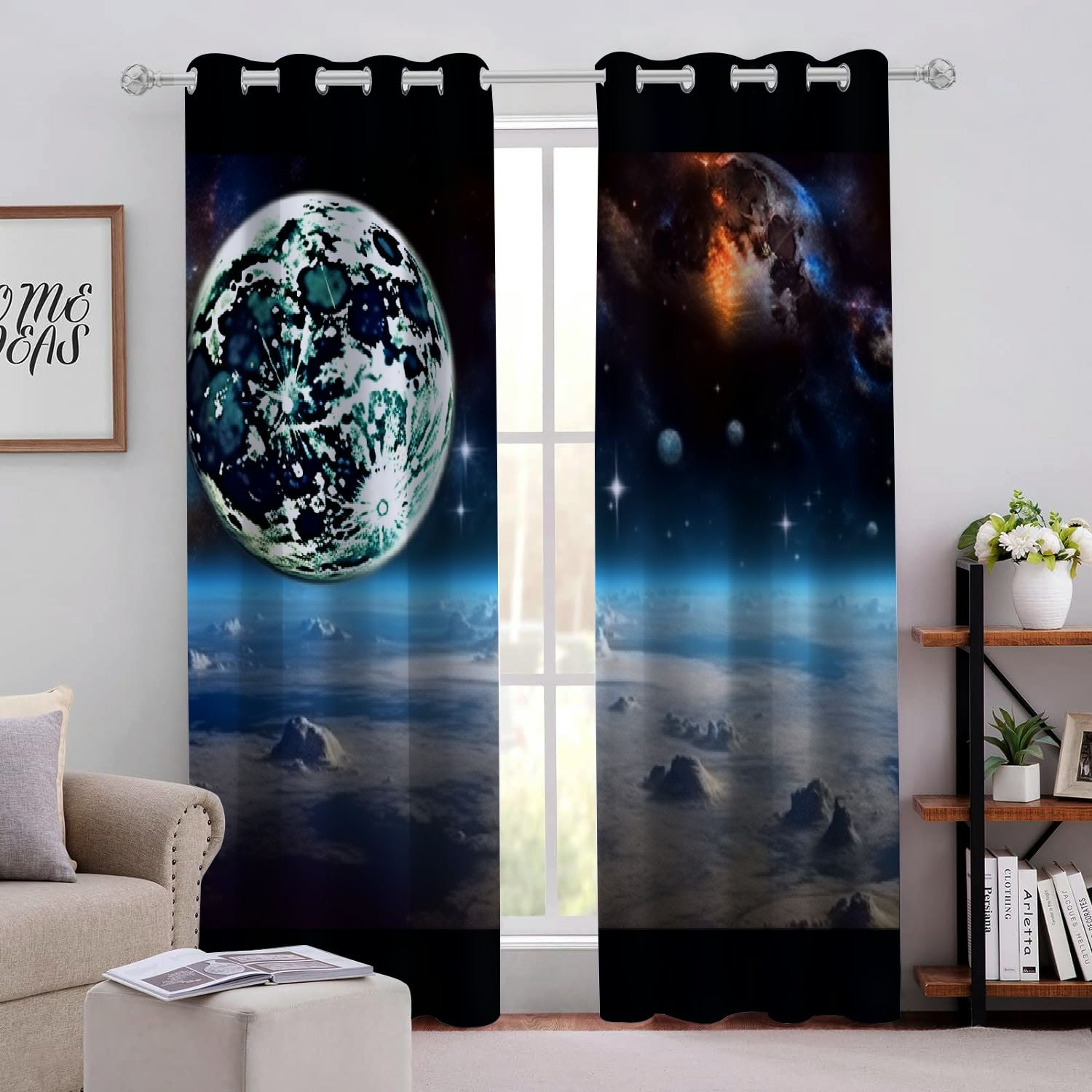 ONETECH Galaxy Perforated Blackout Curtains 2-Pack | Silver Grommet ...
