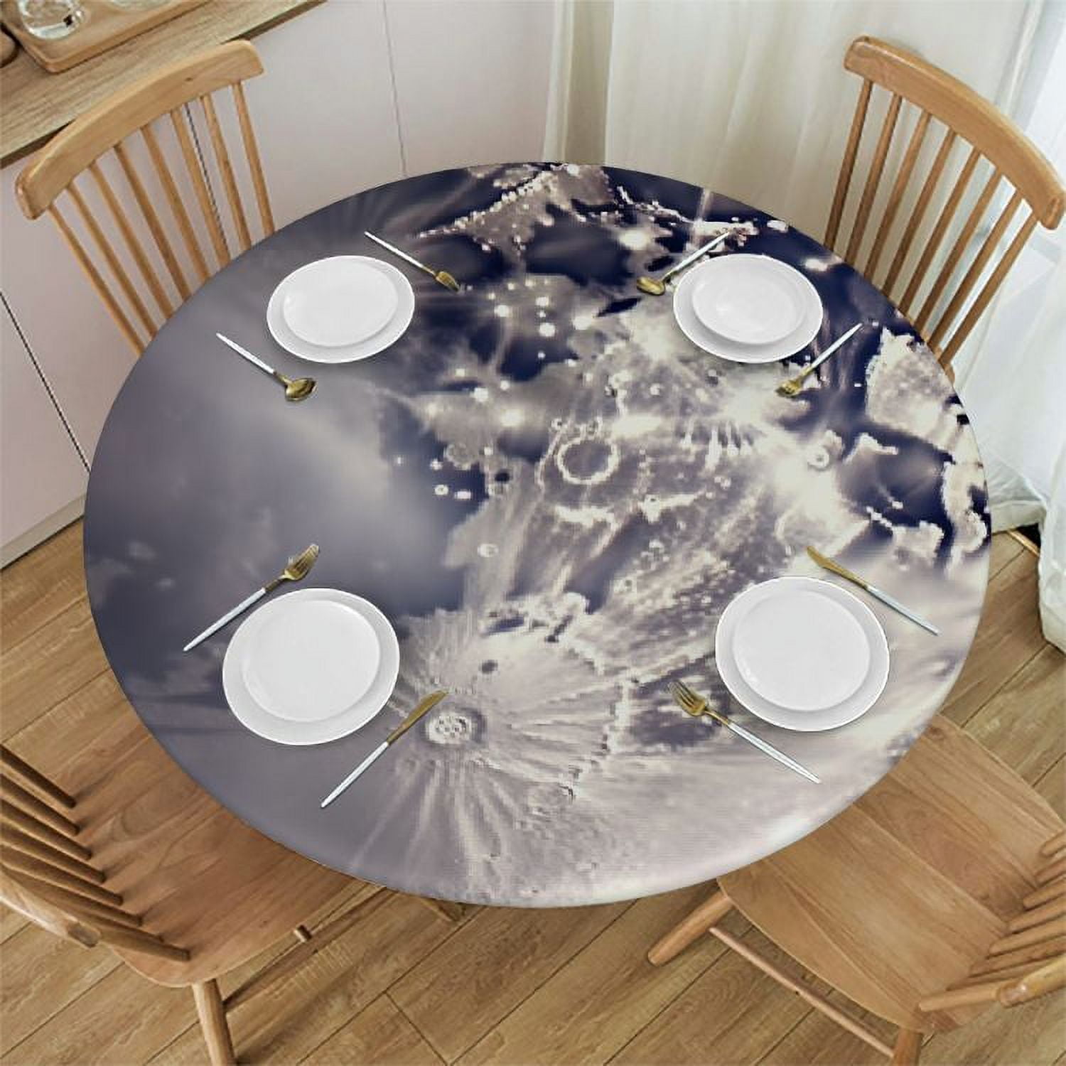 ONETECH Galaxy Round Tablecloth, Moon Graphic Image Trippy Rock ...
