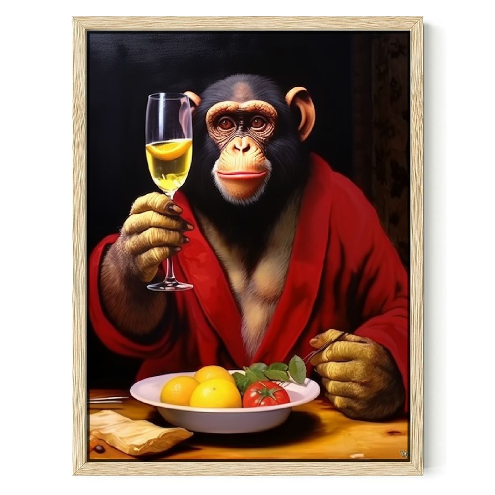 ONETECH Gentleman Monkey with Wine Glass Poster Canvas Print ...