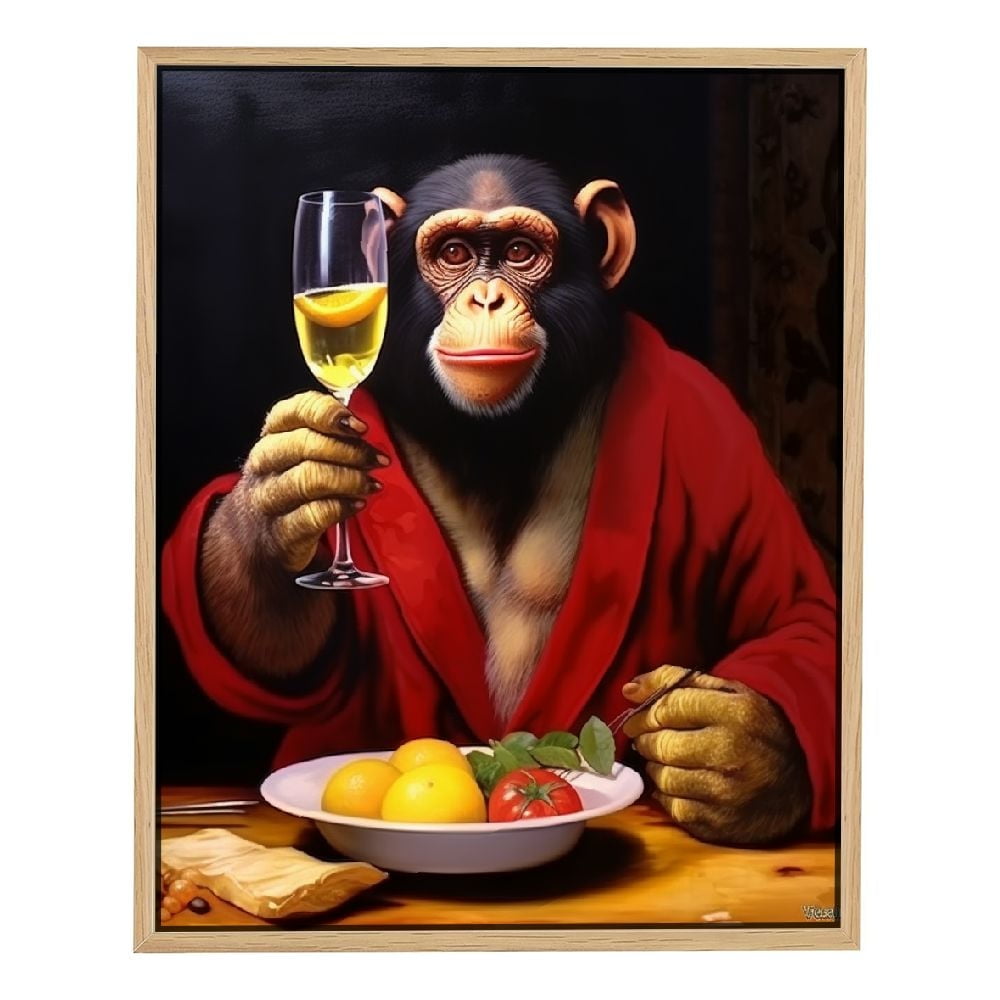 ONETECH Gentleman Monkey with Wine Glass Poster Canvas Print Motivational Wall Art 16\x20 ...