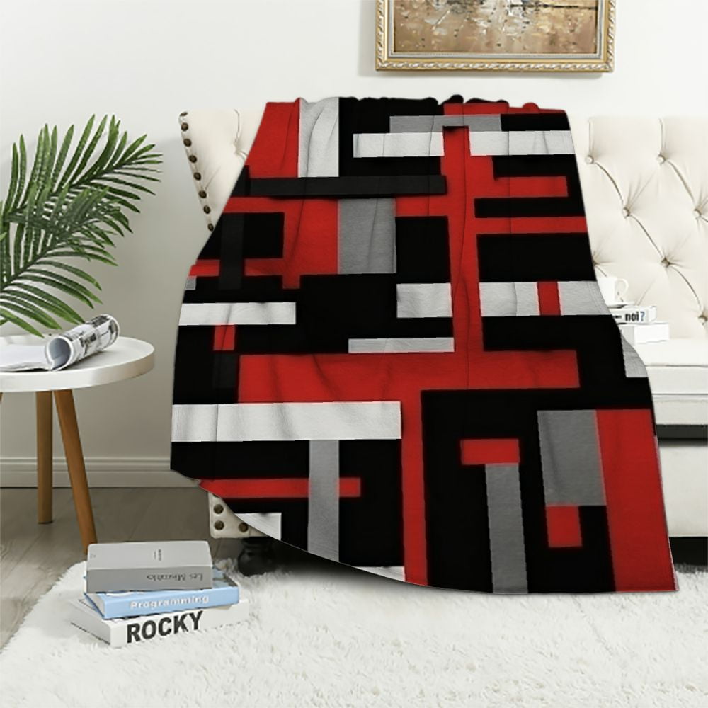 FUMJ Geometric Bed Blanket,Geometry Flannel Throw Blanket Stripe Line ...