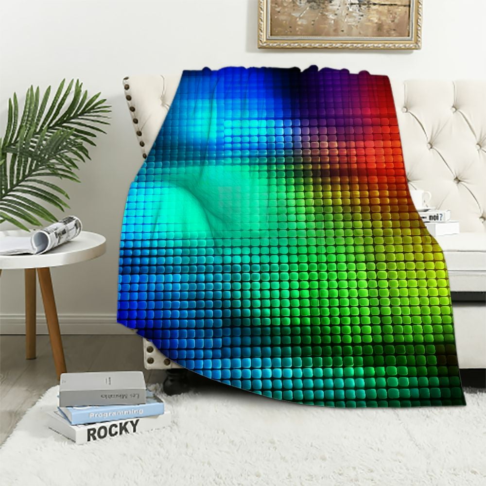ONETECH Geometric Stripes Kids Throw Blanket,Abstract Rainbow Modern ...
