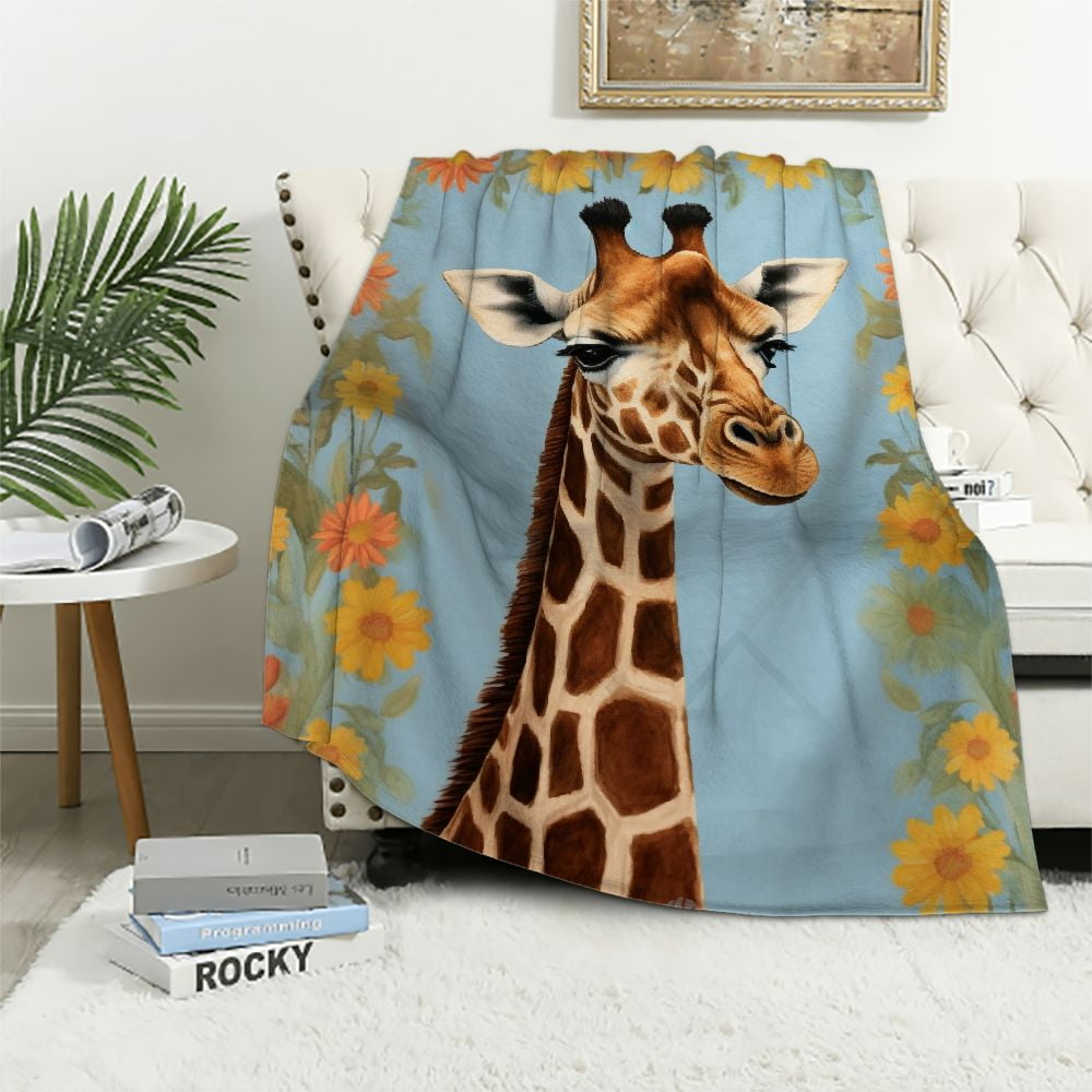 FUMJ Giraffe Gifts Throw Blanket for Women, Girls, Flannel Plush Bed ...
