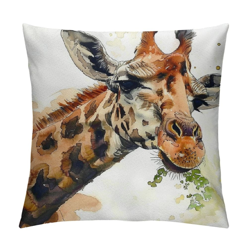 FUMJ Giraffe Throw Pillow Covers Wild Animal Watercolor Giraffe Head ...