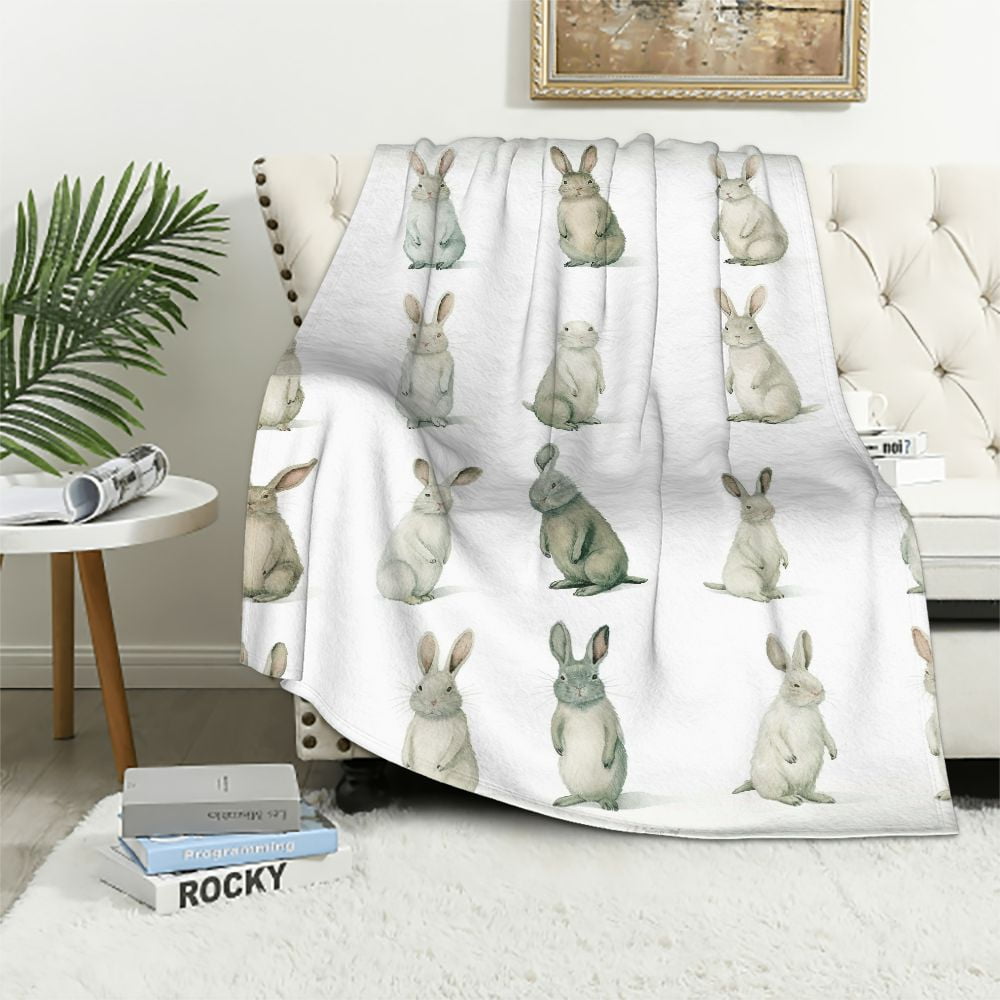 ONETECH Girls Cute Rabbit Throw Blanket for Sofa Couch Daughter Pet ...