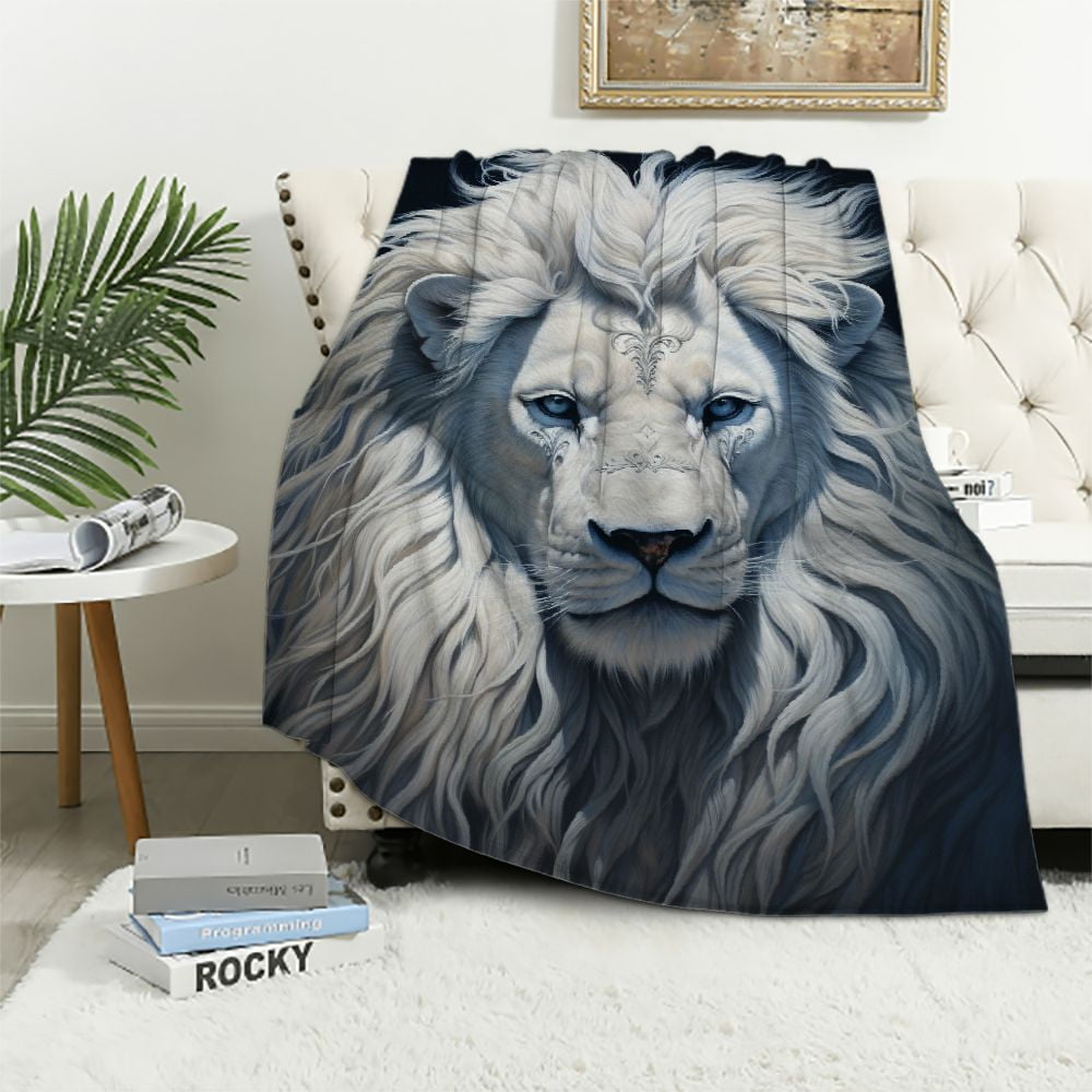 ONETECH Gold Lion Sherpa Blanket Lion Head Fleece Blanket African ...