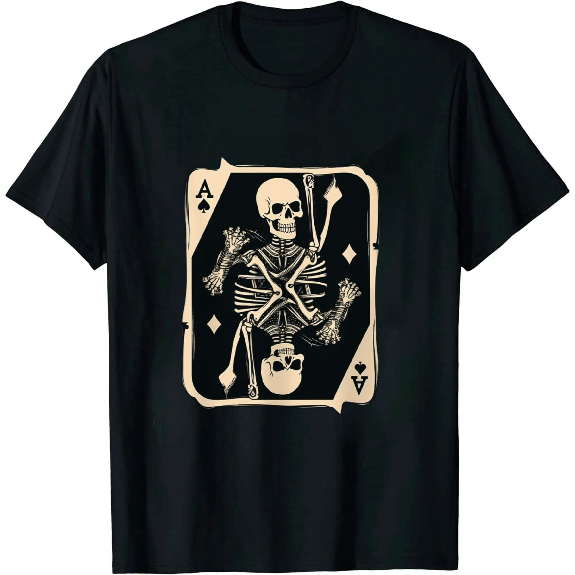 ONETECH Goth Punk Ace Of Spades Card Shark Gambler Skeleton T-Shirt ...