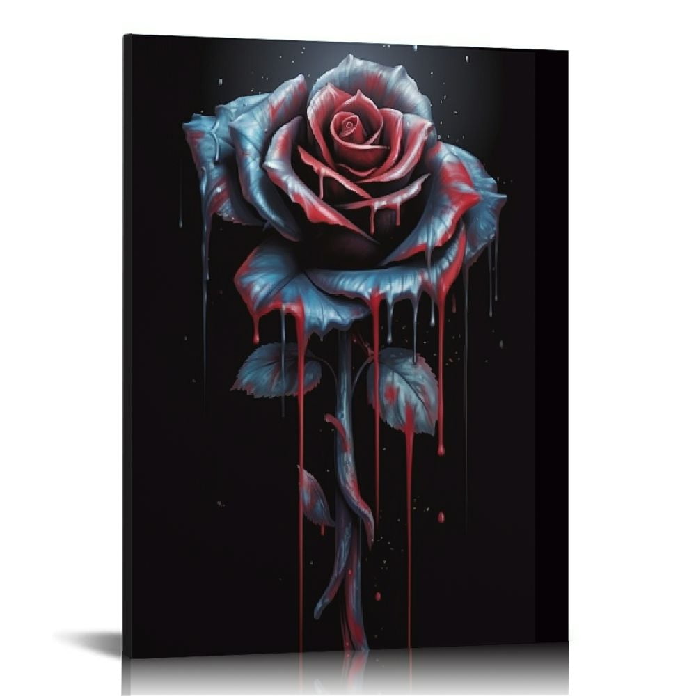 ONETECH Gothic Canvas Art Paintings, Black Rose On Dark Posters, Wall ...