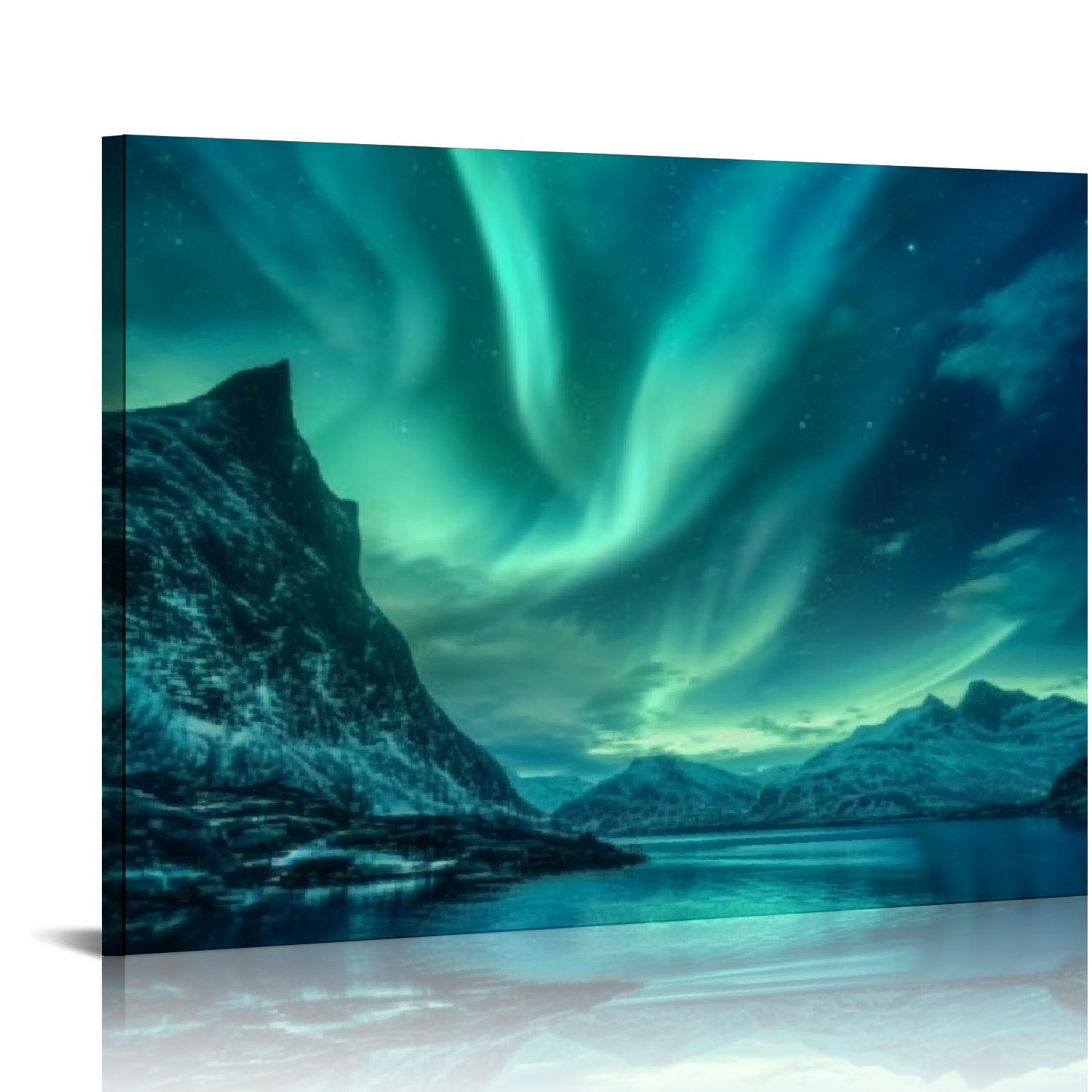 ONETECH Green Blue Aurora Wall Art Northern Light Canvas Prints on ...
