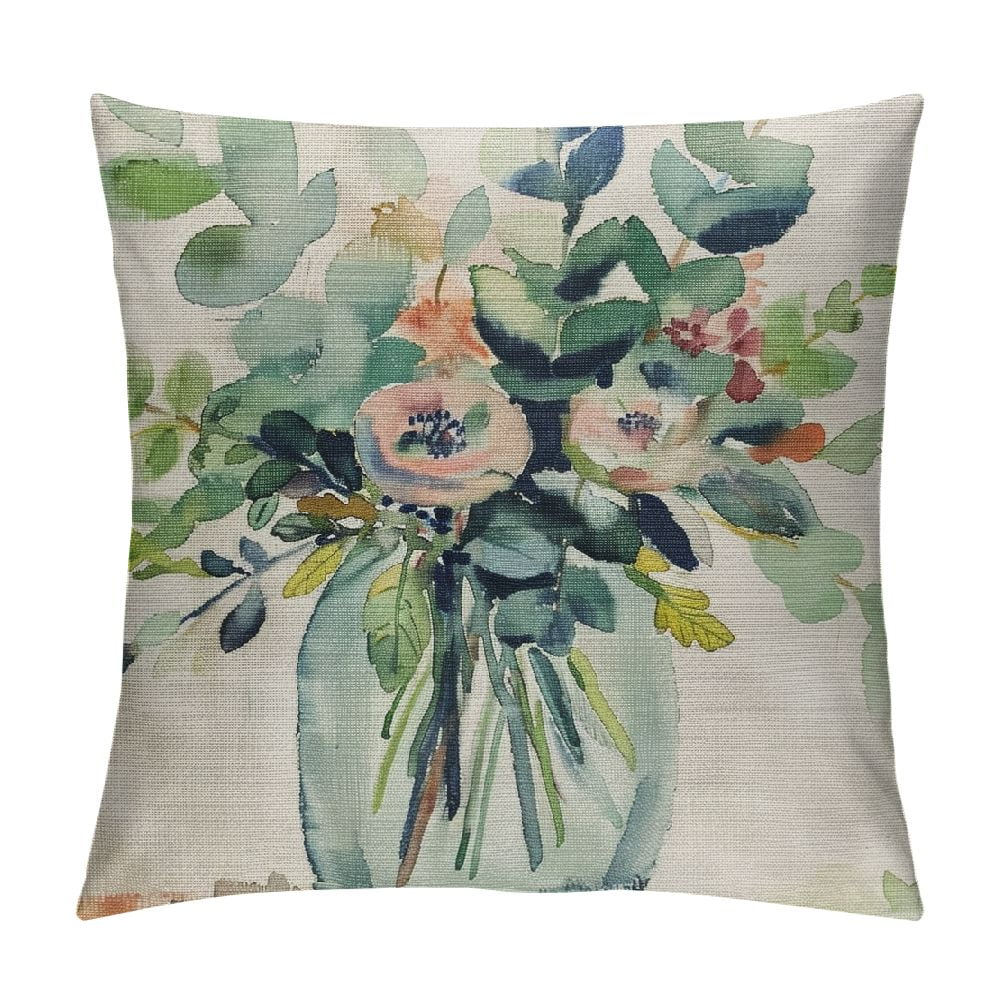 ONETECH Green Eucalyptus Leaves Pillow Covers Spring Summer Farmhouse ...