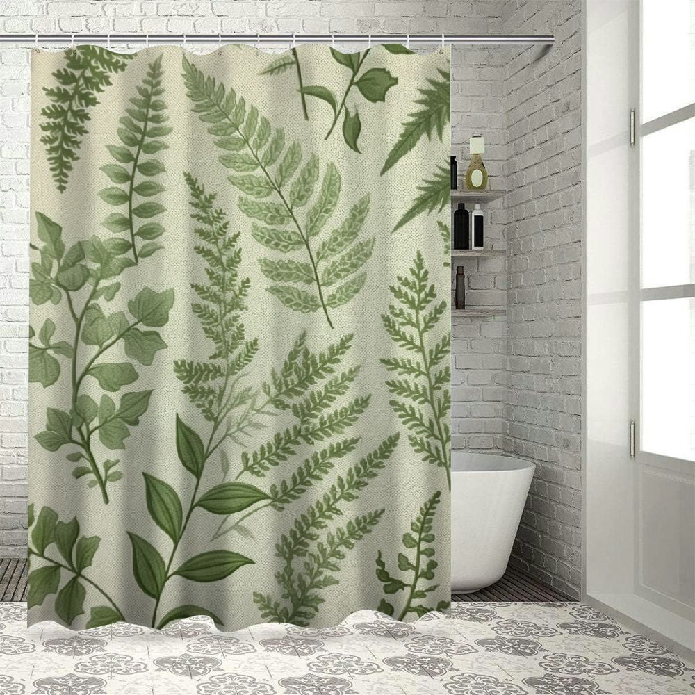 ONETECH Green Leaves Herbs Fern Botanical Foliage Nature Seeded Twig Luxury Decorative Shower ...