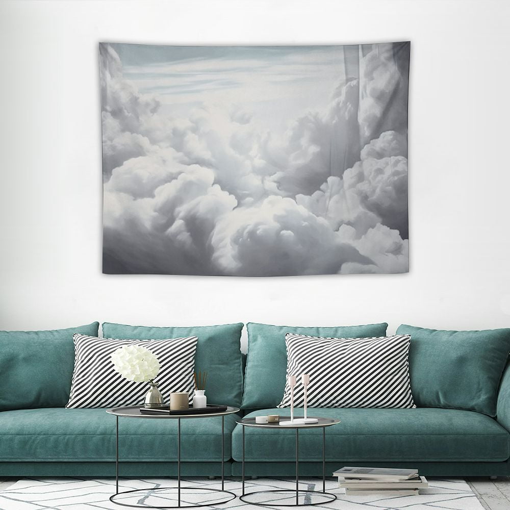 ONETECH Grey Tapestry, Dark Ominous Clouds in Gothic Style Digital Art ...