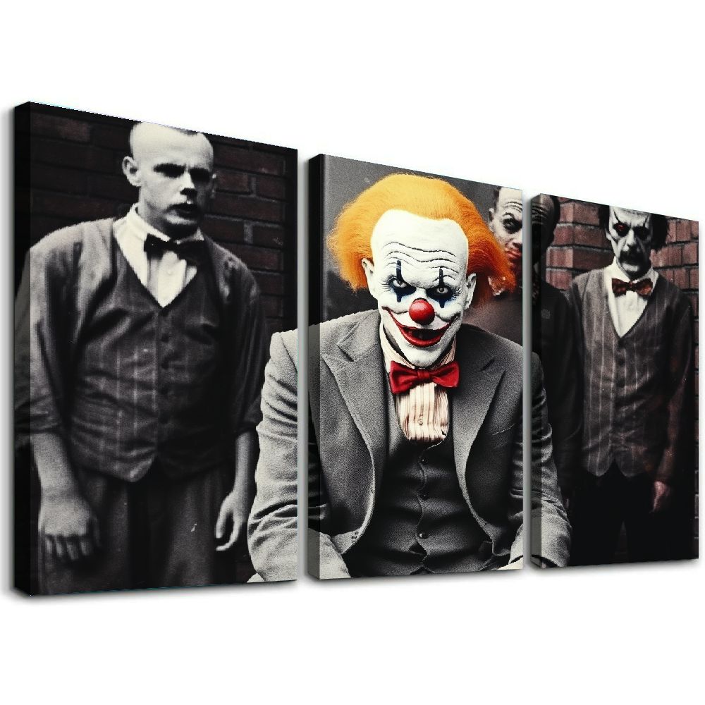 ONETECH Halloween Horror Clown Photo Black and White Canvas Frame ...