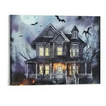 LED Lighted Spooky Halloween Jack-O-Lanterns Canvas Wall Art 15.75" x ...