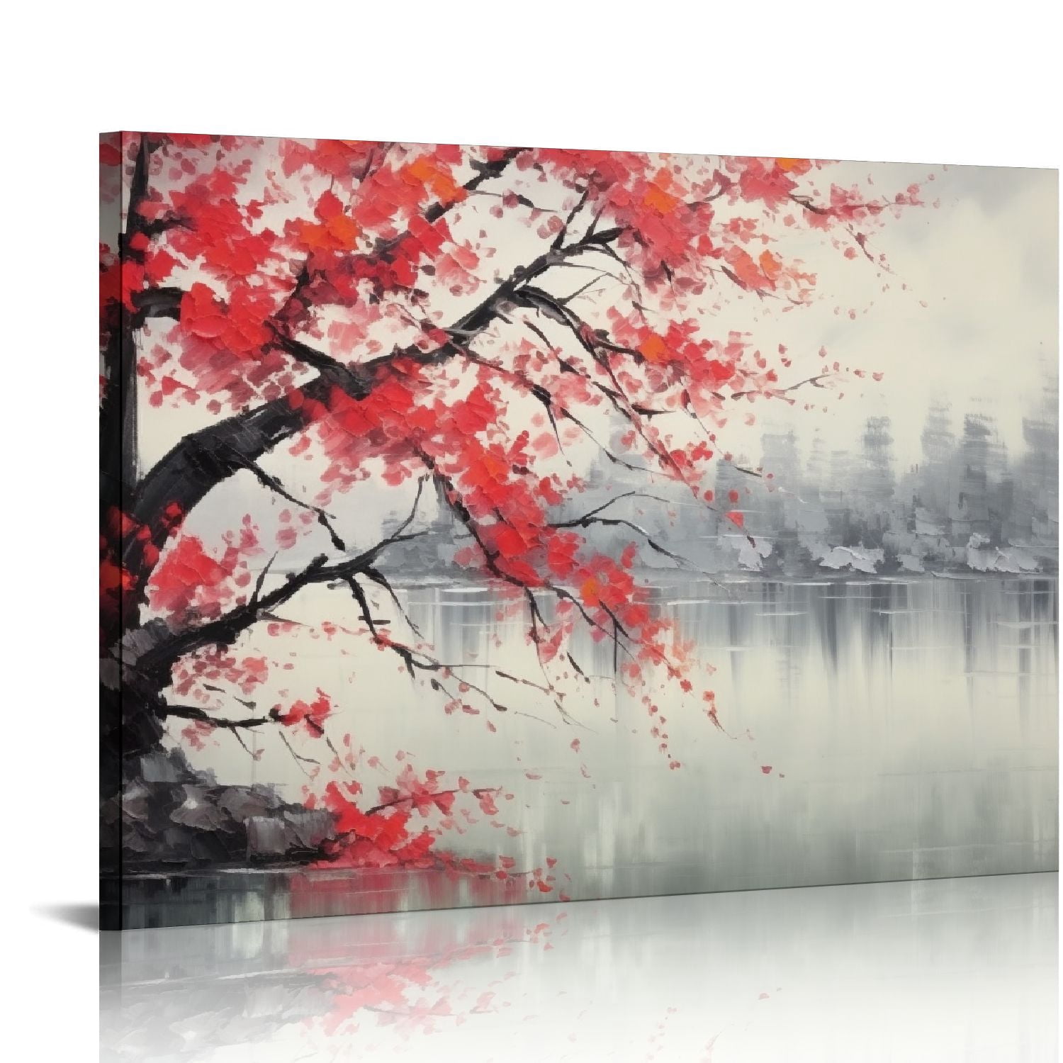 ONETECH Handmade Traditional Chinese Painting Pink Plum Blossom Canvas ...