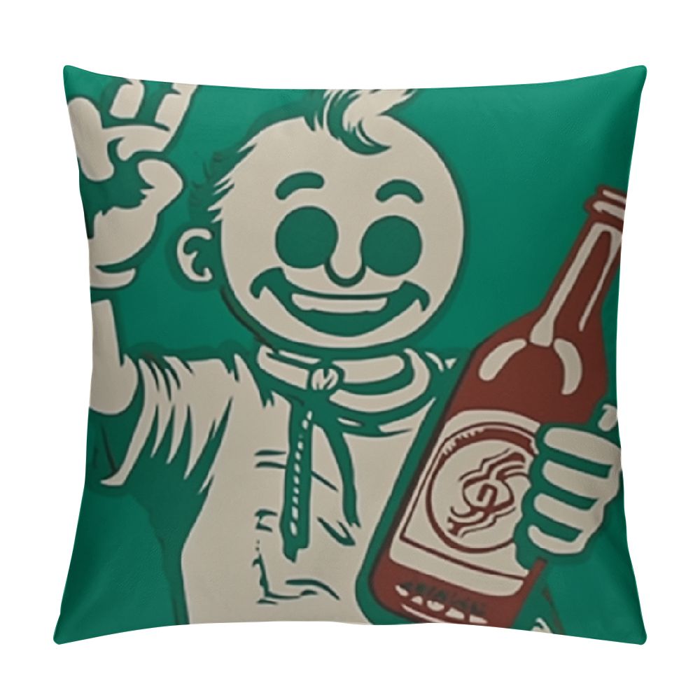 ONETECH Happy Hour Retro Green Bar Cart Pillowcase Vintage Inspired ...