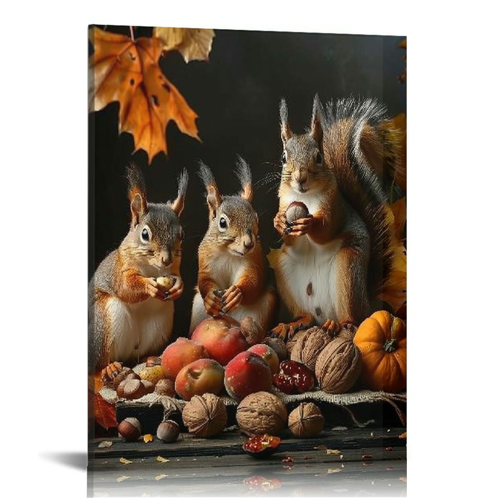 ONETECH Harvest of Squirrels - Fall Wall Art Poster Decorative Painting ...