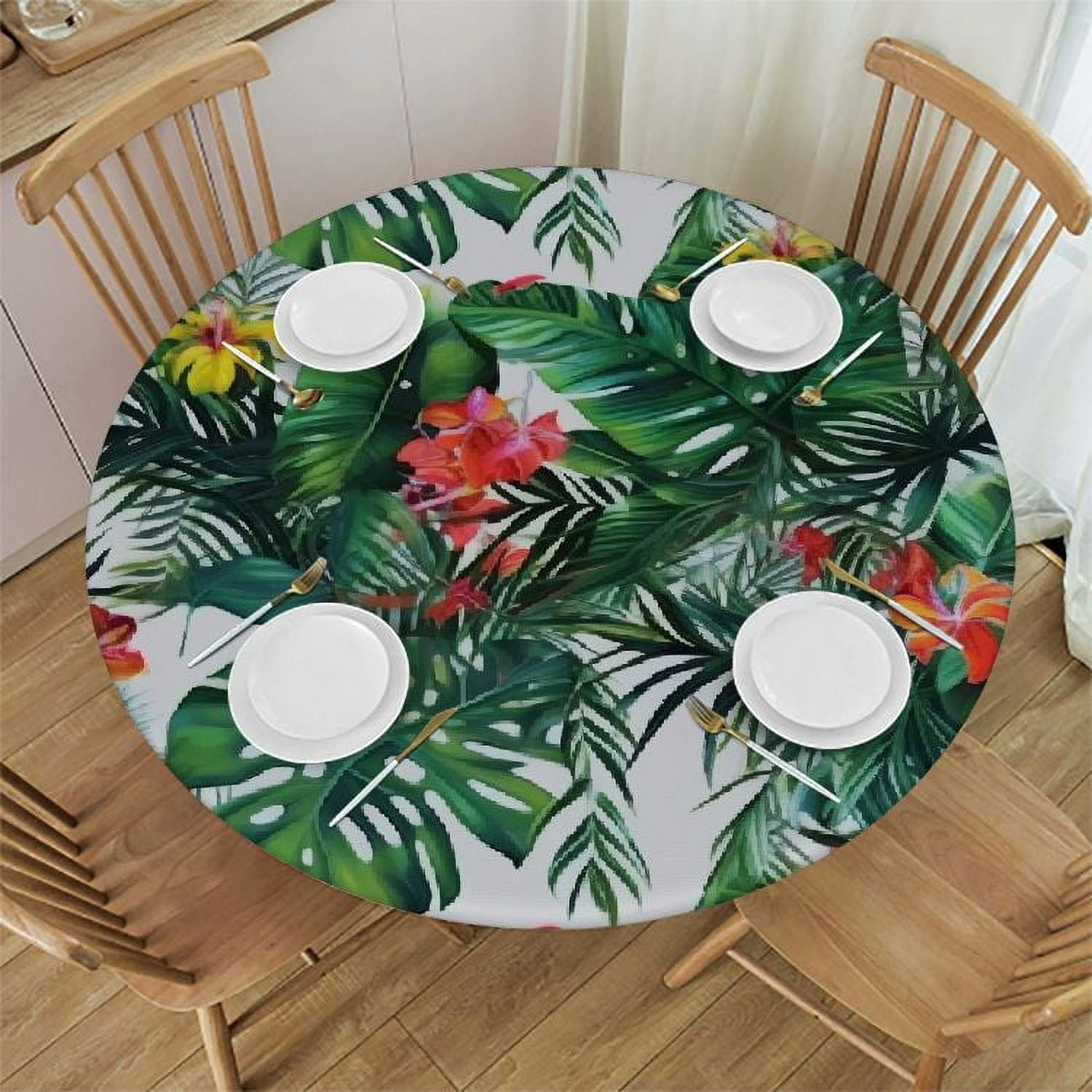 ONETECH Hawaiian Tablecloth Luau Tropical Flower Round Table Cloth ...