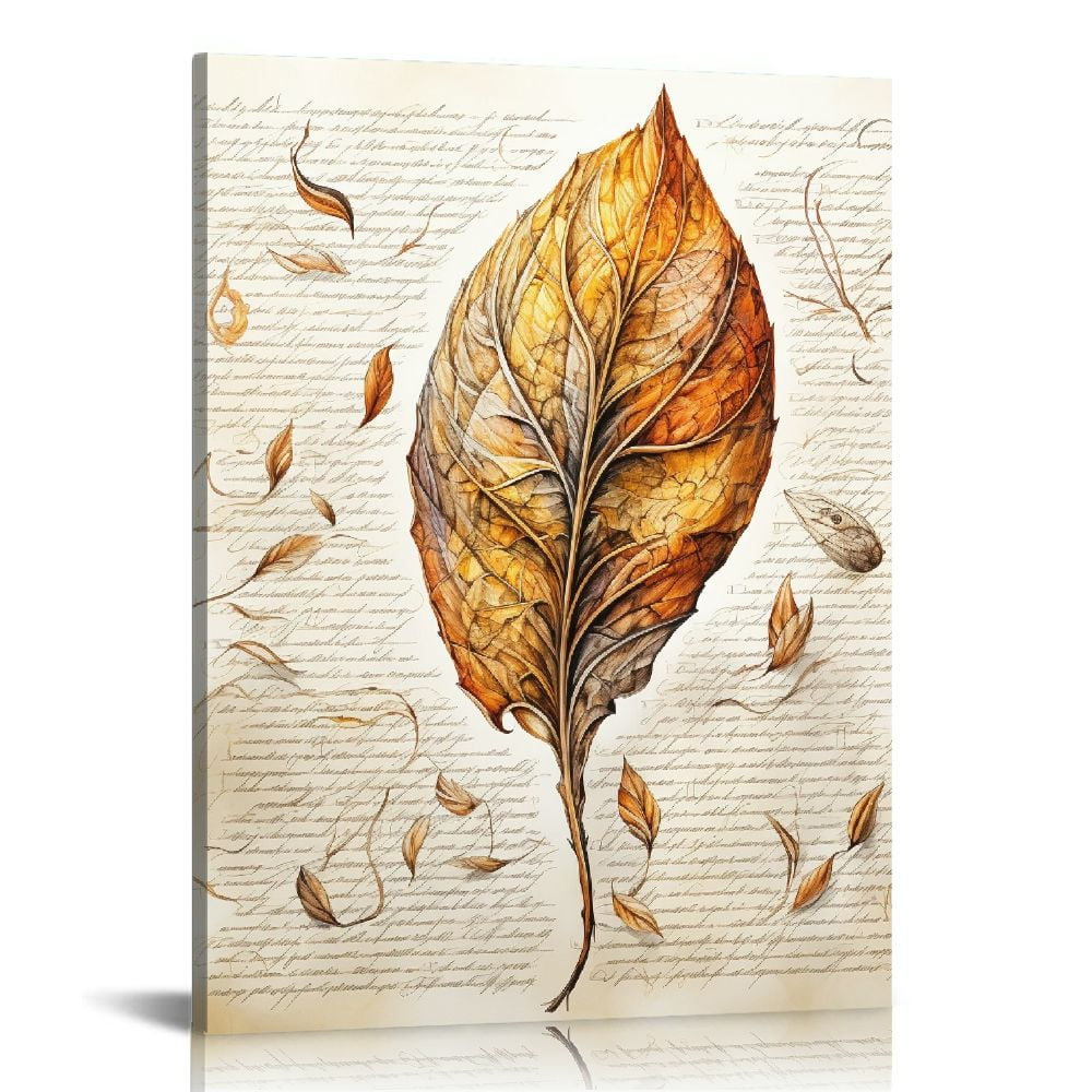 FUMJ Hello Fall Watercolor Autumn Maple Leaf Canvas Wall Art Prints ...