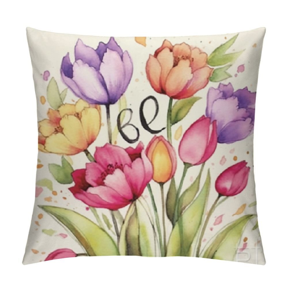 ONETECH Hello Spring Tulip Flower Bike Decorative Throw Pillow Covers ...