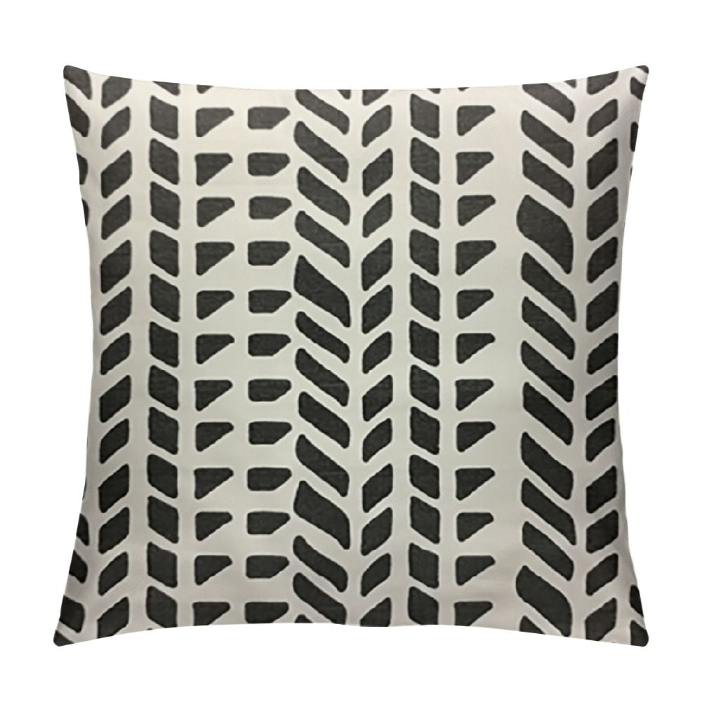 ONETECH Herringbone Pattern Throw Pillow Cover Black and White Rice ...