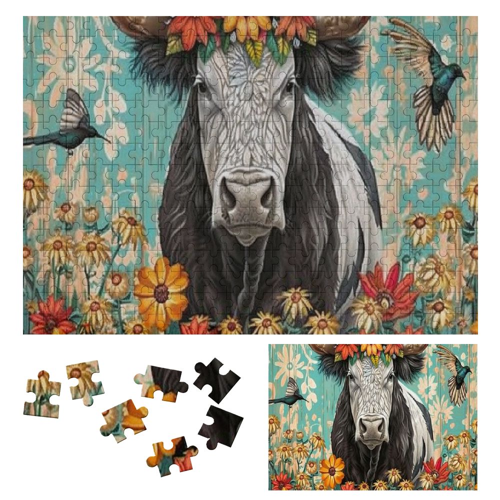 FUMJ Highland Cow Farmhouse Decor Wooden Jigsaw Puzzle Challenging ...