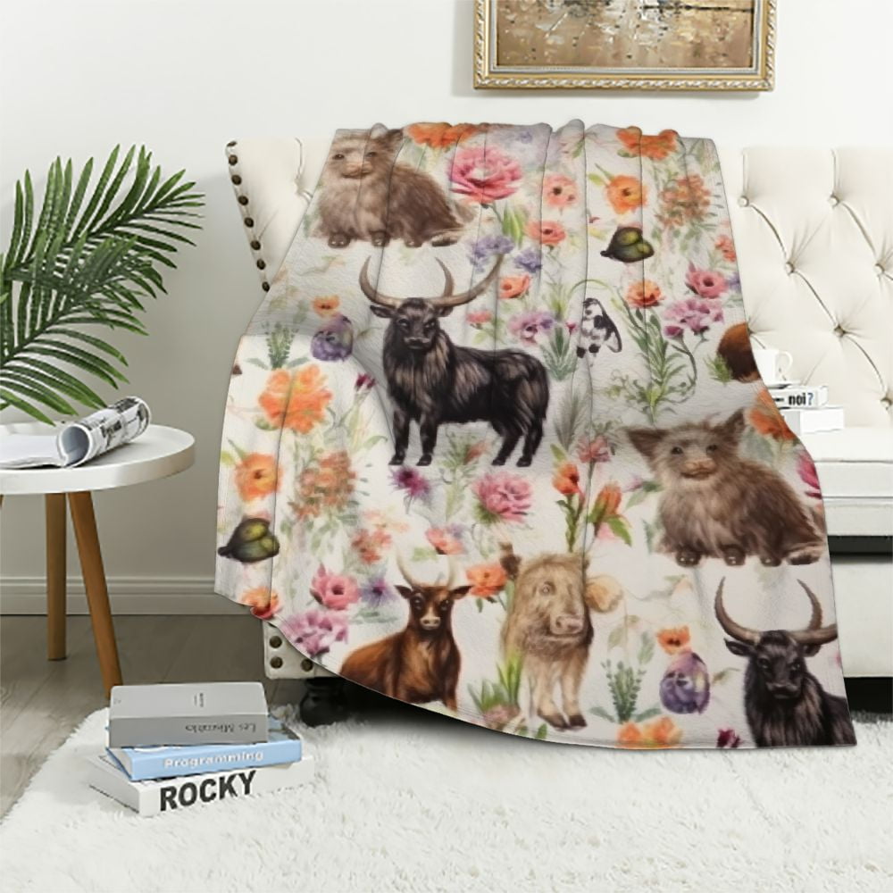 ONETECH Highland Cow Gifts Blanket Bed Throw Blanket Soft Lightweight ...