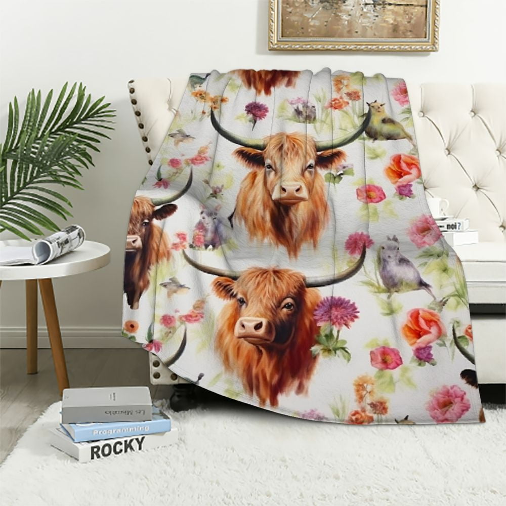 ONETECH Highland Cow Gifts for Women Ultra Soft Cozy Plush Warm Throw ...