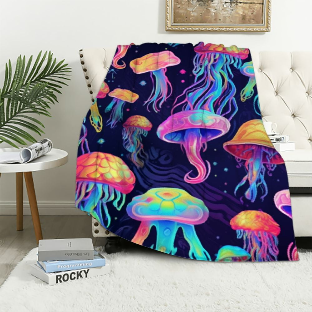 ONETECH Hippie Mushroom Magic Blanket, Soft Blankets Flannel Bed Throw ...