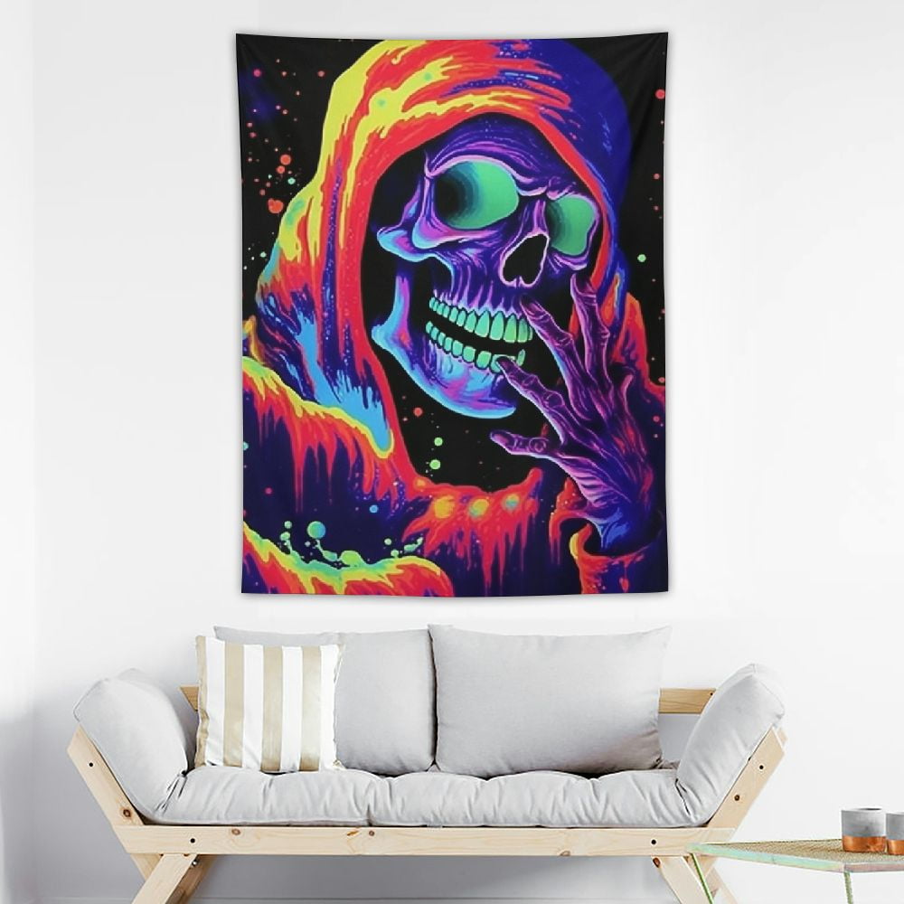 ONETECH Horror Skull Tapestry, UV Reactive Cool Ghost Wall Hanging ...