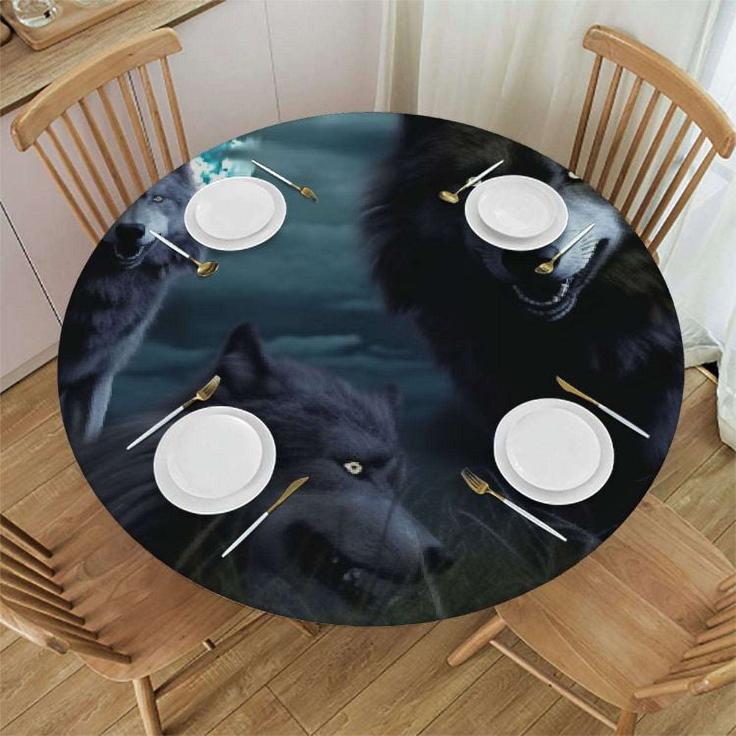 FUMJ Horror Wolf Theme Gothic Tablecloth Round Tablecloths for Circular ...