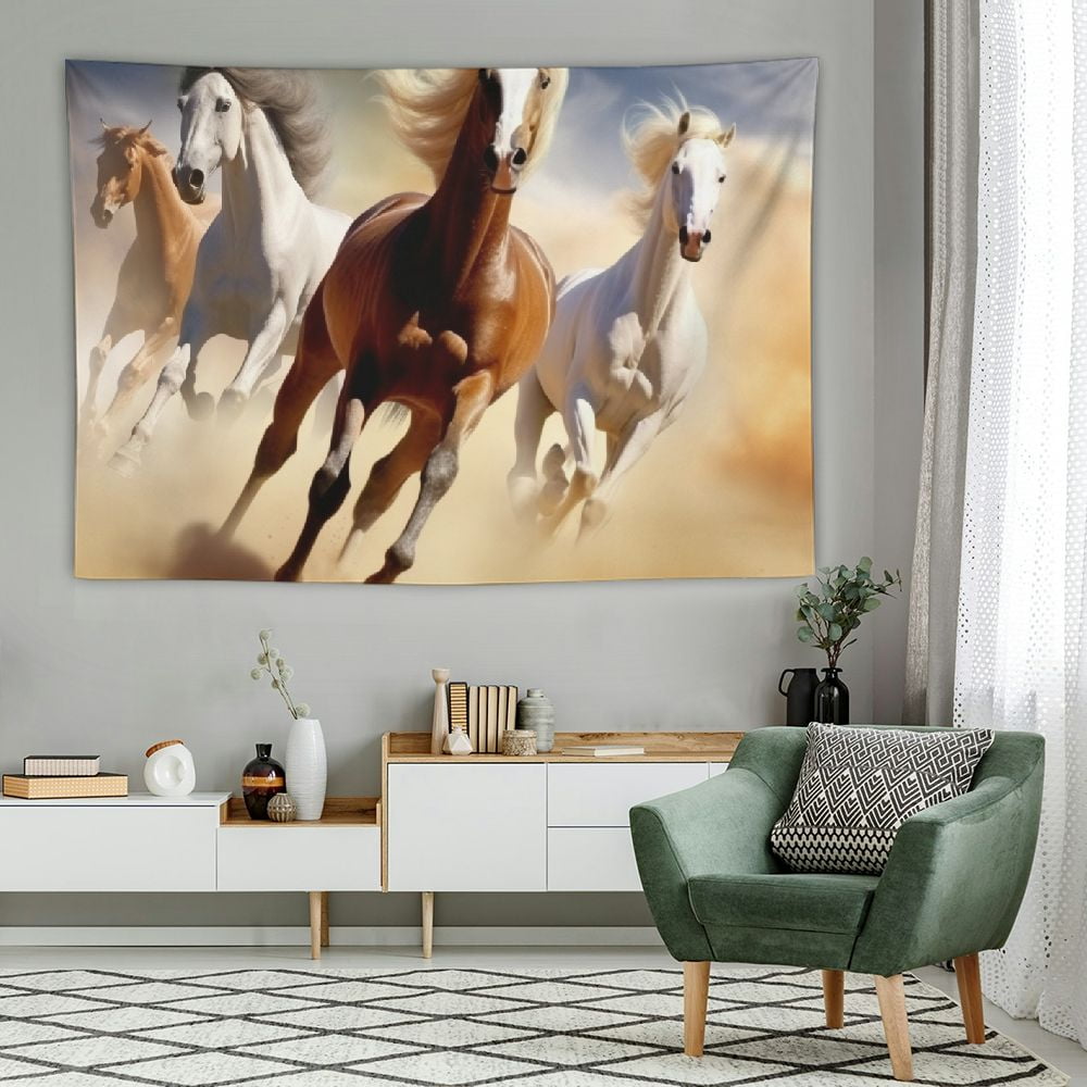 ONETECH Horse Running Tapestry Western Steed Animal Wall Hanging Decor ...