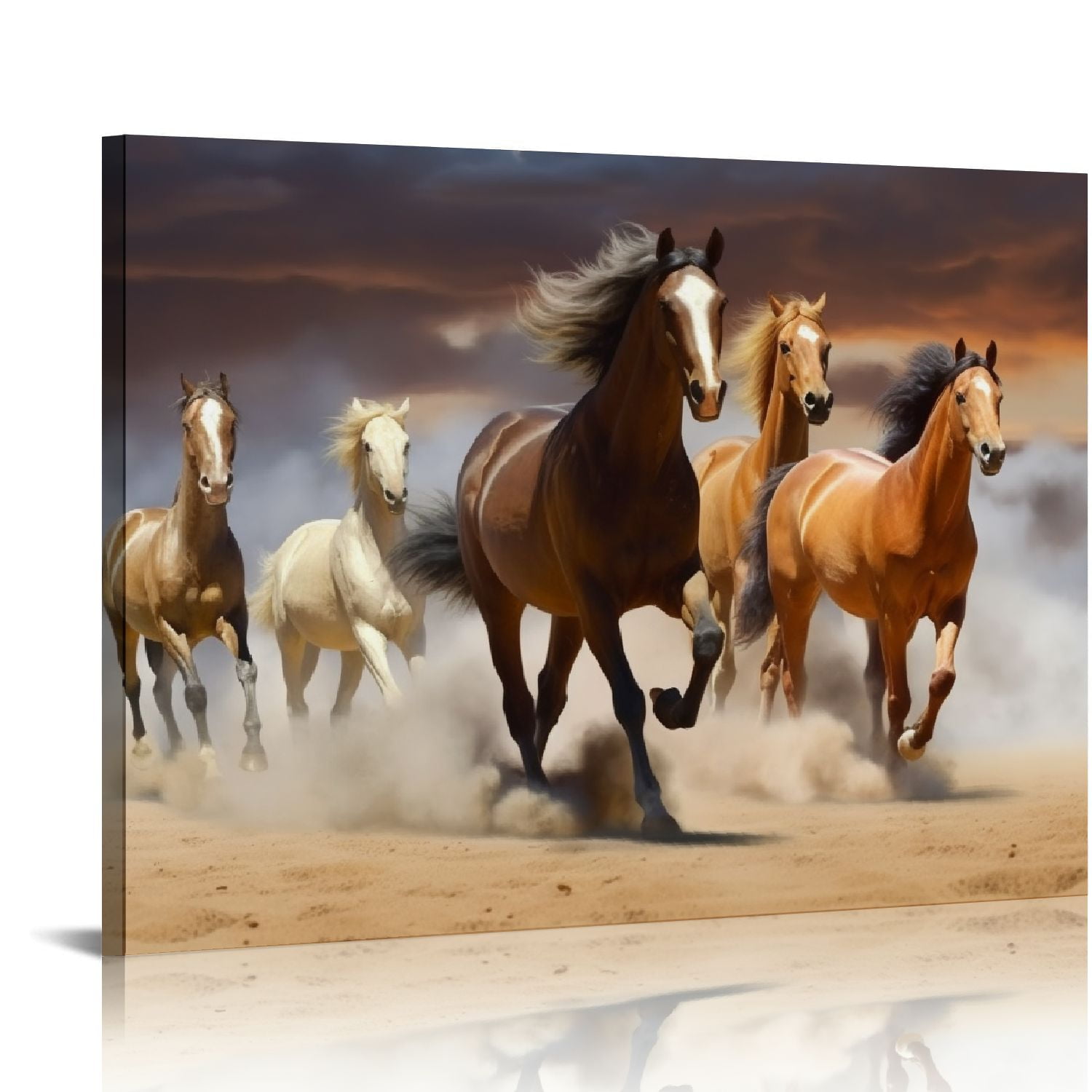 ONETECH Horse Wall Art,Equine Themed Animals Galloping In The Sand Running Horses Pattern,Horse ...