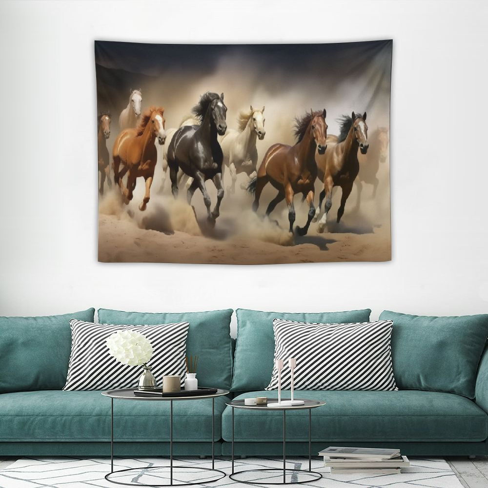 ONETECH Horses Tapestry Galloping Wild Farm Animal Lifelike Running ...