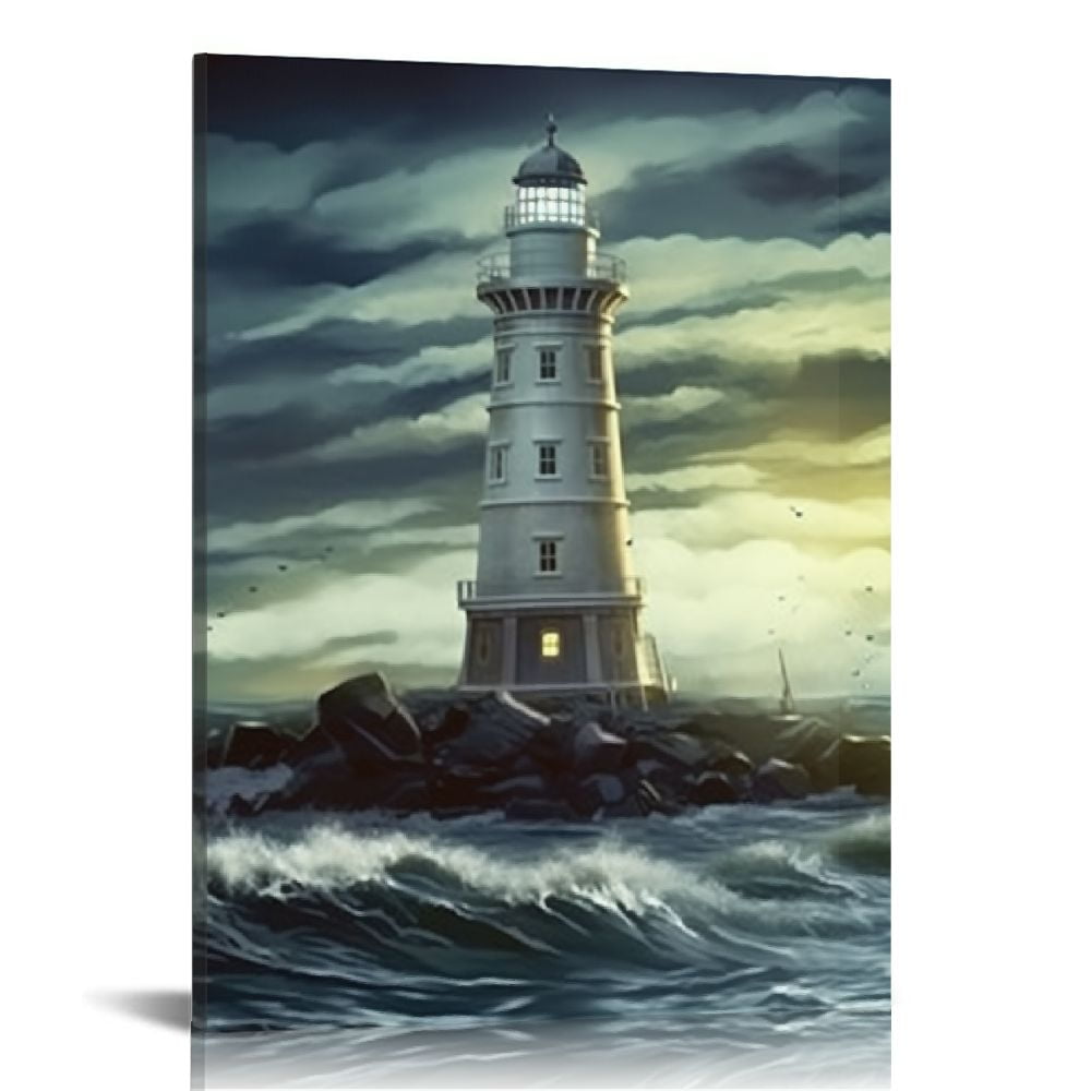 FUMJ House Decorations Living Room Marine Lighthouse Pictures Stormy ...