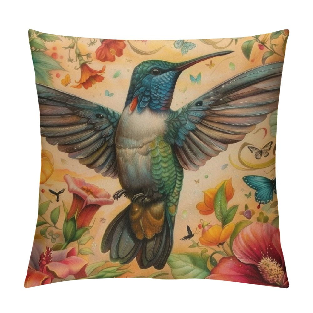 ONETECH Hummingbird Pillowcase Watercolor Birds Floral Summer Spring ...
