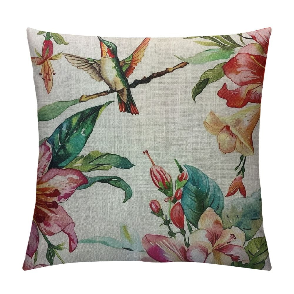 ONETECH Hummingbirds Throw Pillow Cover Colorful Flying Bird Tropical ...