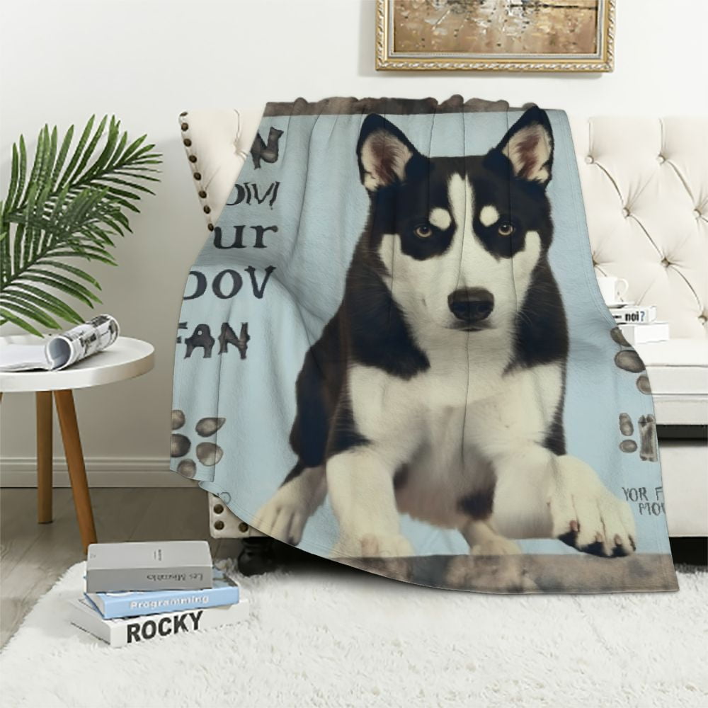 ONETECH Husky Blanket Soft Cozy Cute Huskie Dog Plush Throw Blanket ...