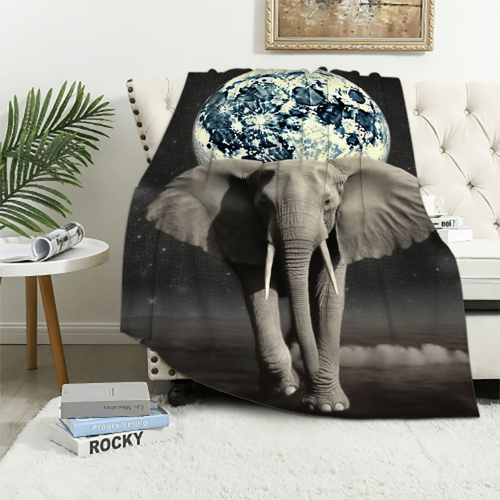 ONETECH I Love You to The Moon and Back Elephant Throw Blanket Soft ...