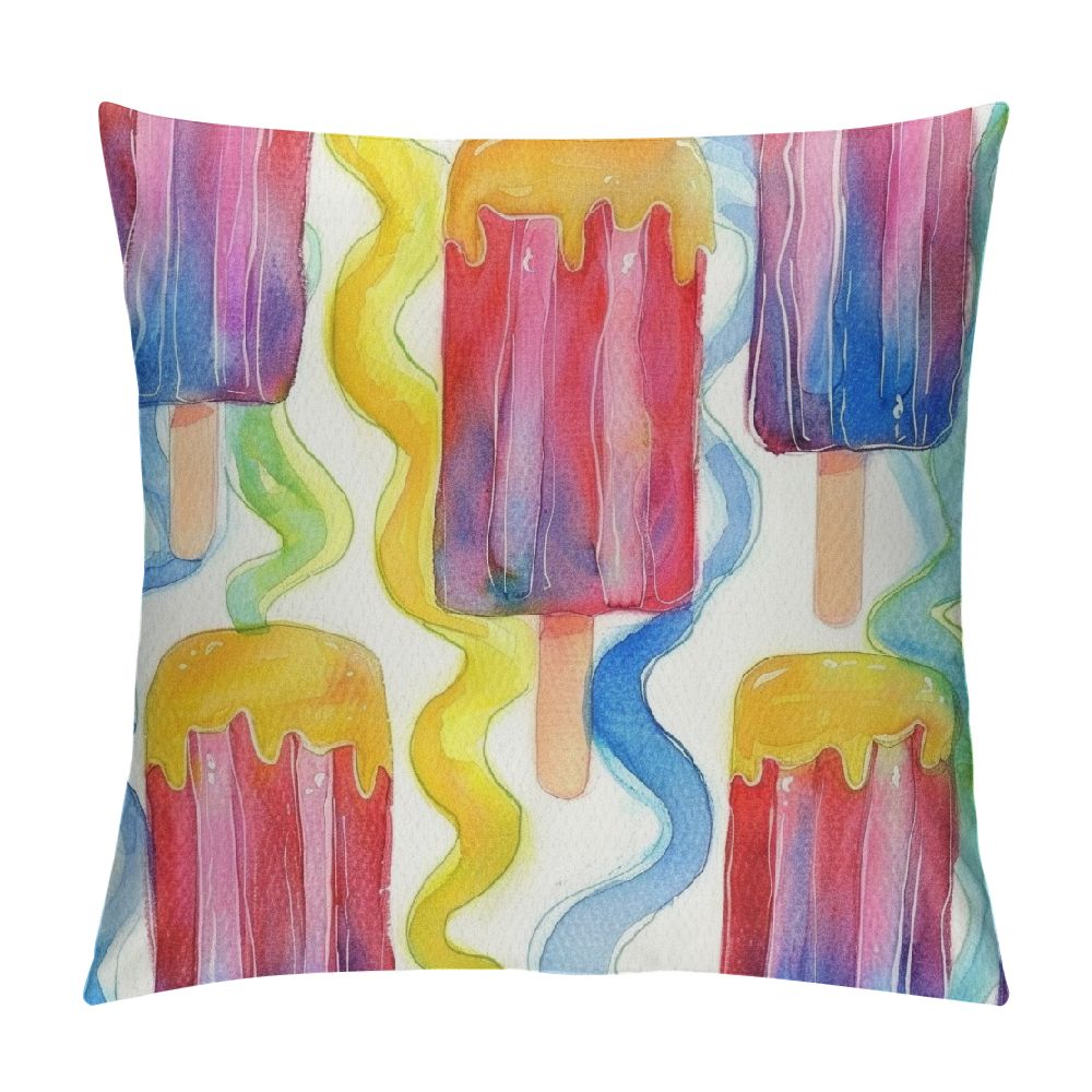 ONETECH Ice Cream Throw Pillow Covers Lollipop Summer Fruit Food Berry ...